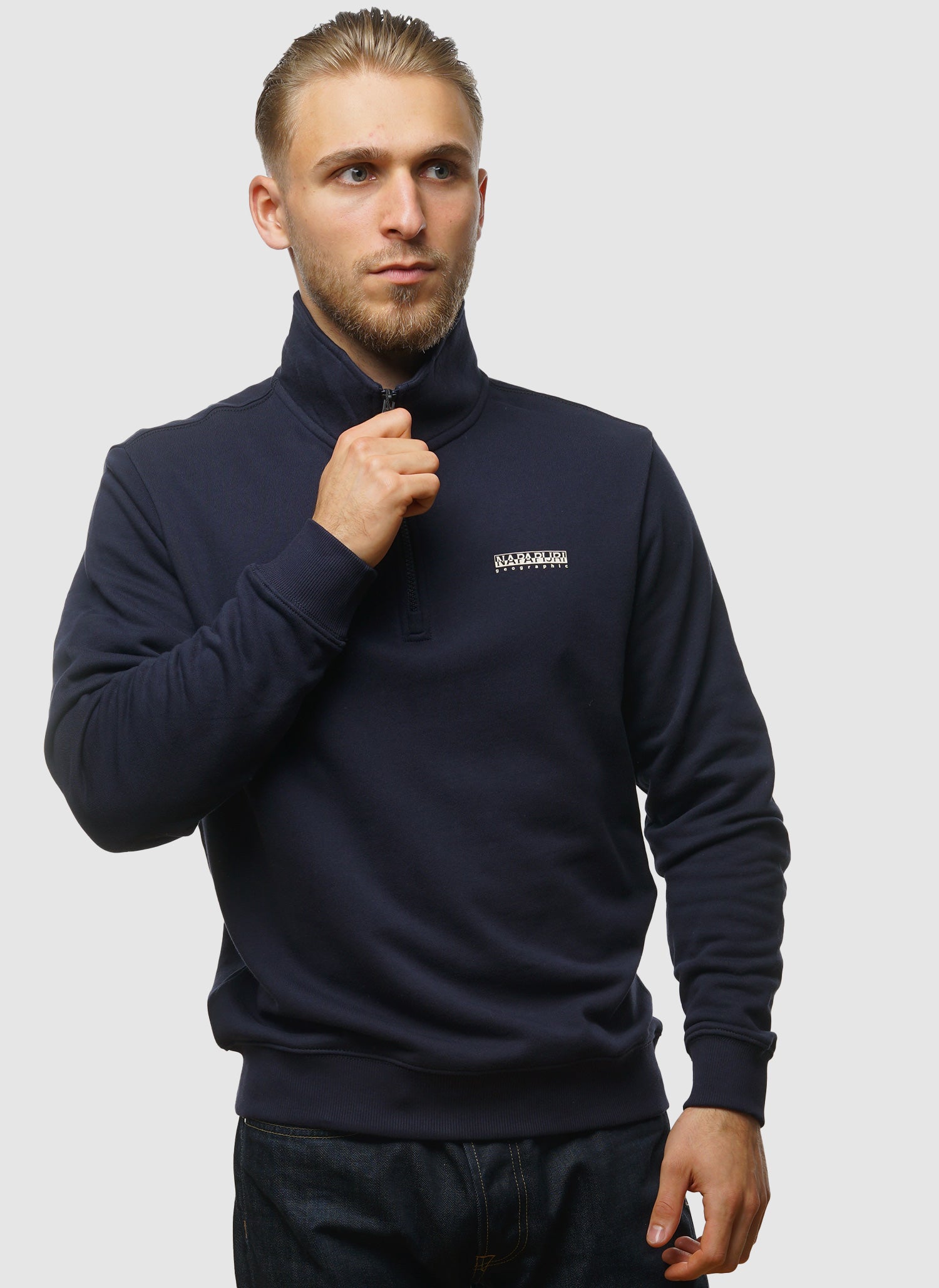 B-Small Box Half Zip Sweatshirt - Blu Marine – The Smart Dresser
